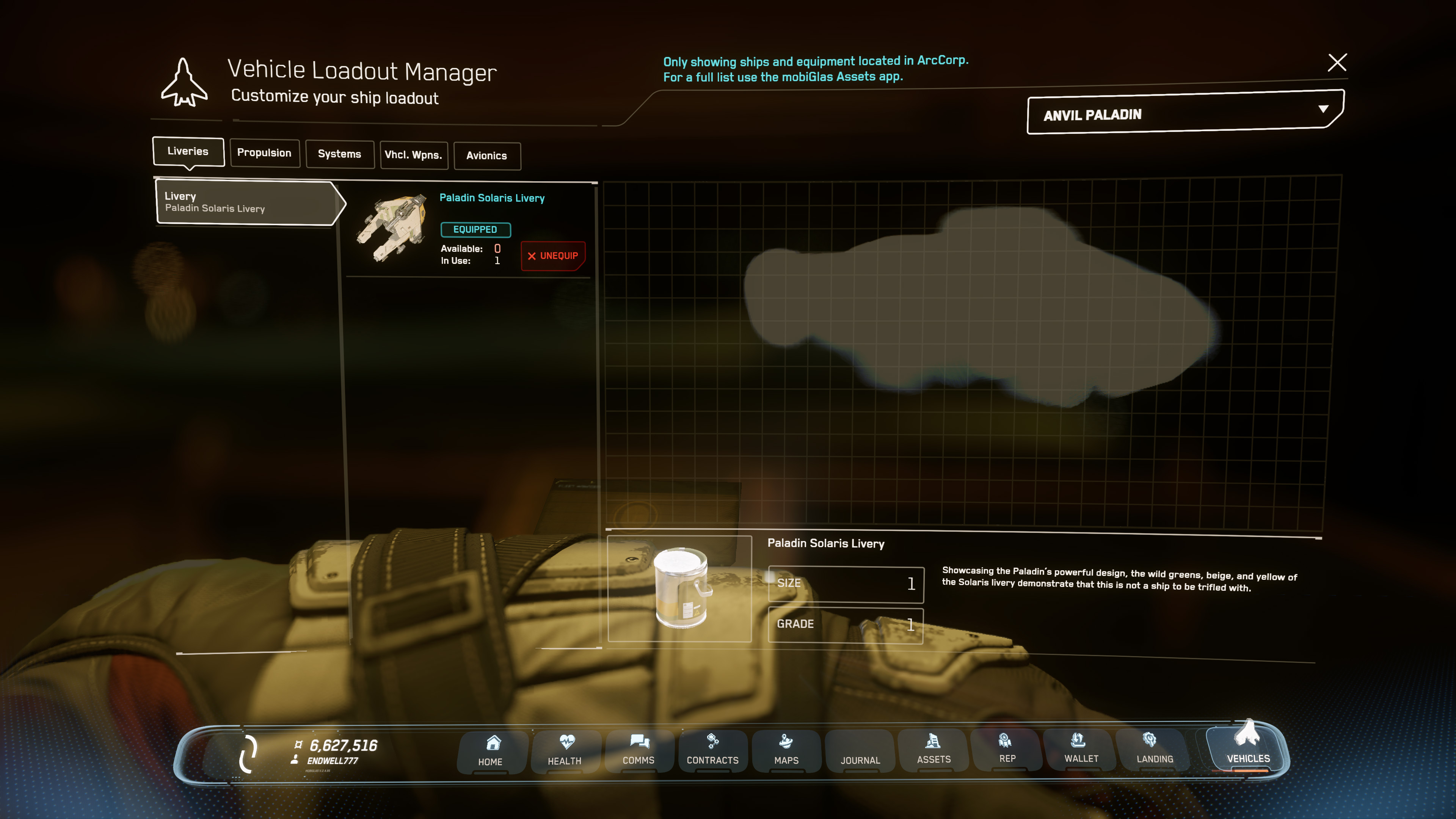 Paladin - Shadowfall Paint missing - Star Citizen Spectrum